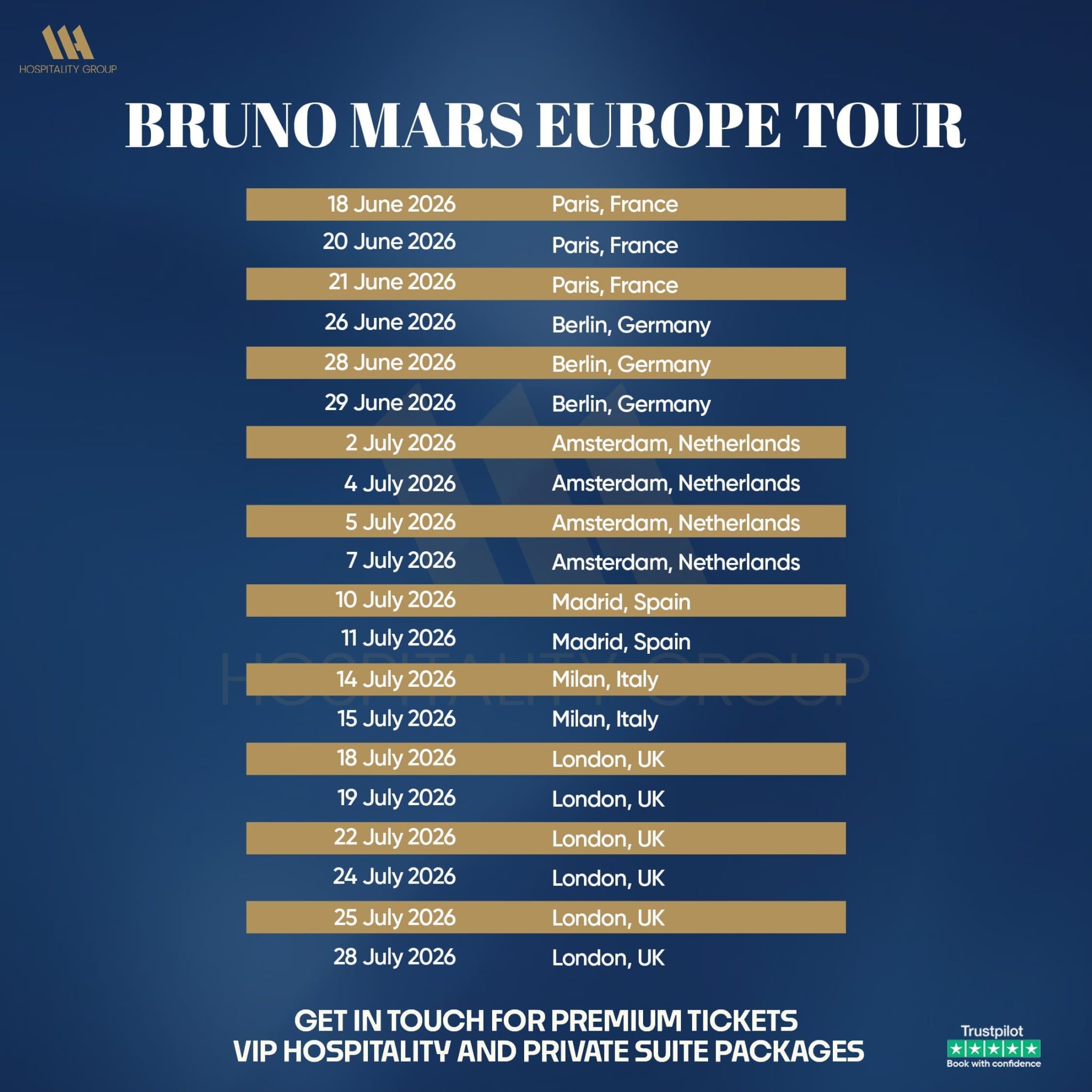 Bruno Mars Tour 2026 Dates, Tickets & VIP Experiences